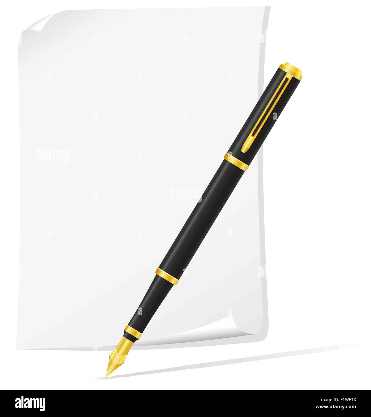 ink pen and paper vector illustration isolated on white background ...