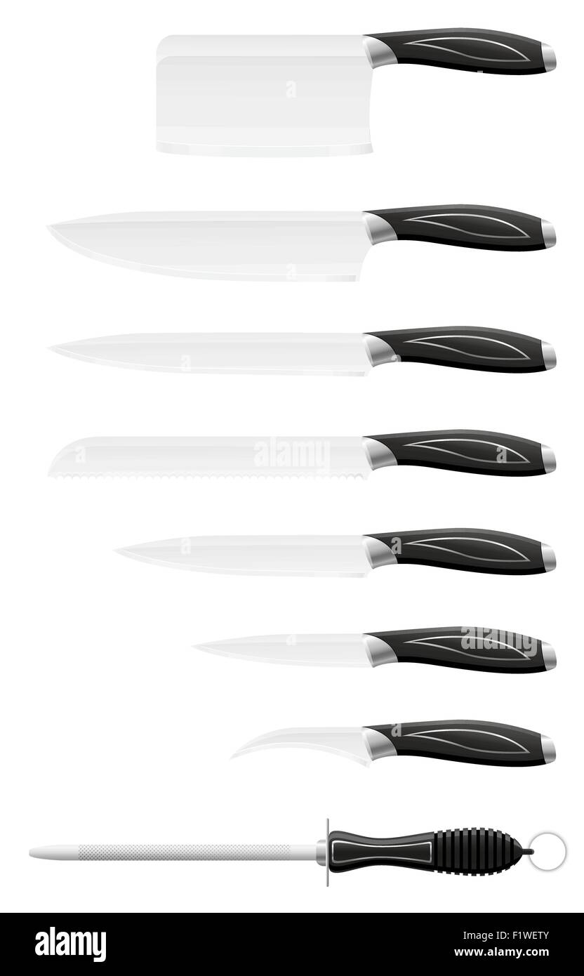 knife set for the kitchen vector illustration isolated on white ...