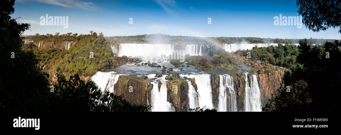 Iguacu (Iguazu) water falls on a border of Brazil and Argentina Stock ...