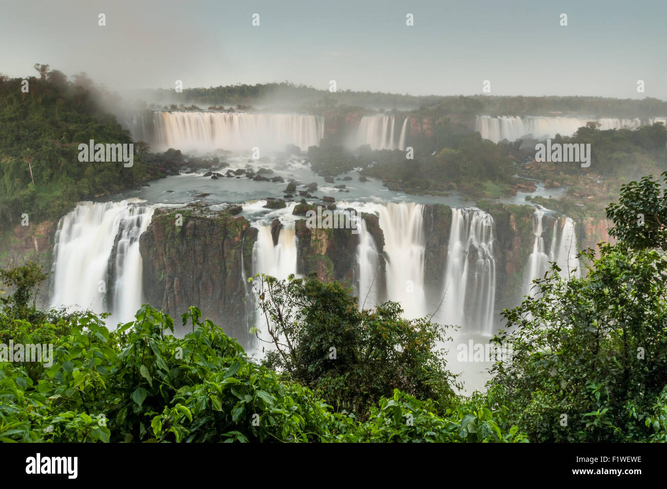 Iguacu (Iguazu) water falls on a border of Brazil and Argentina Stock ...