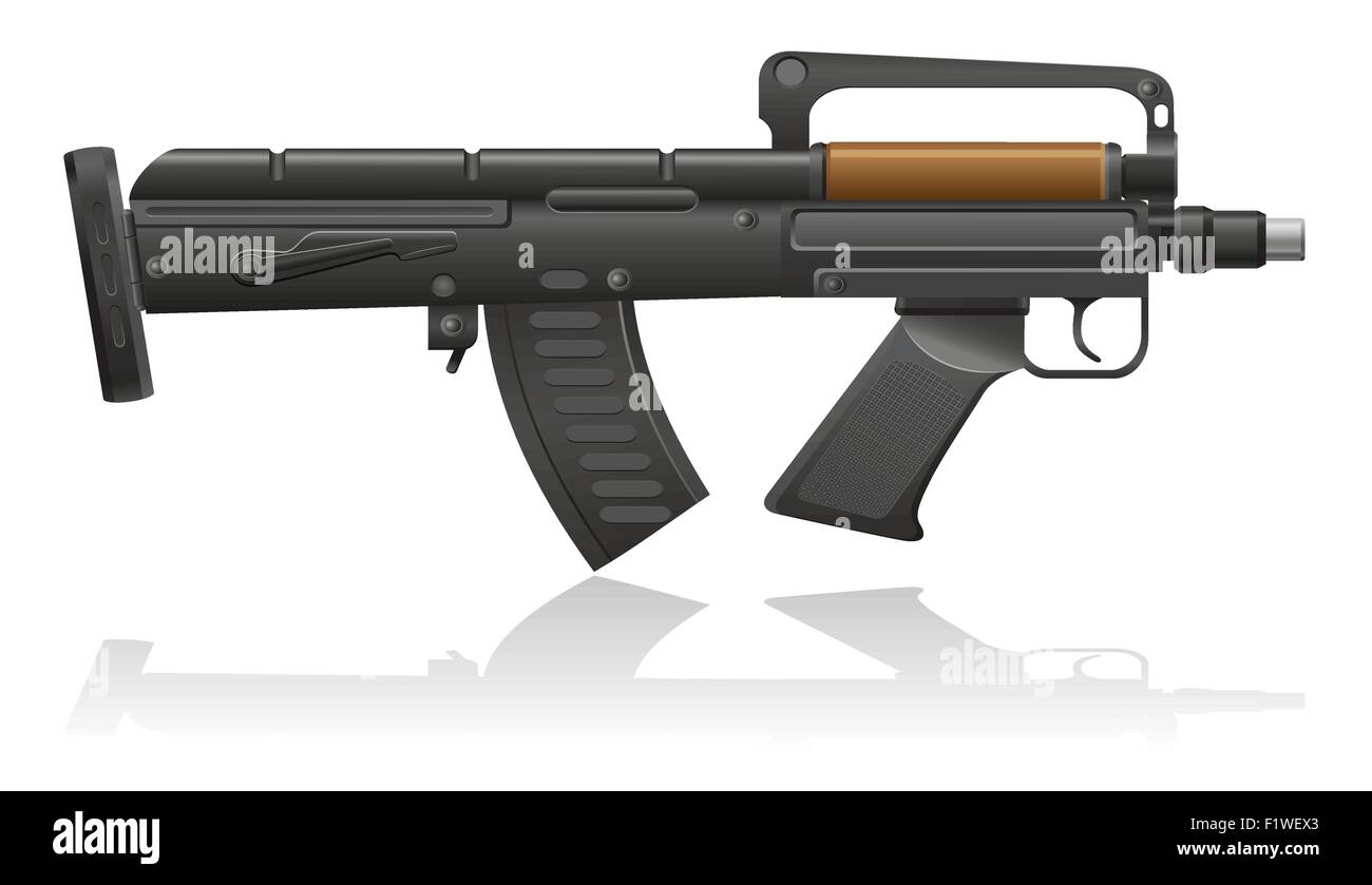 machine gun with a short barrel vector illustration isolated on white ...