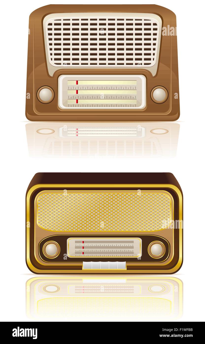 retro radio vector illustration isolated on white background Stock ...