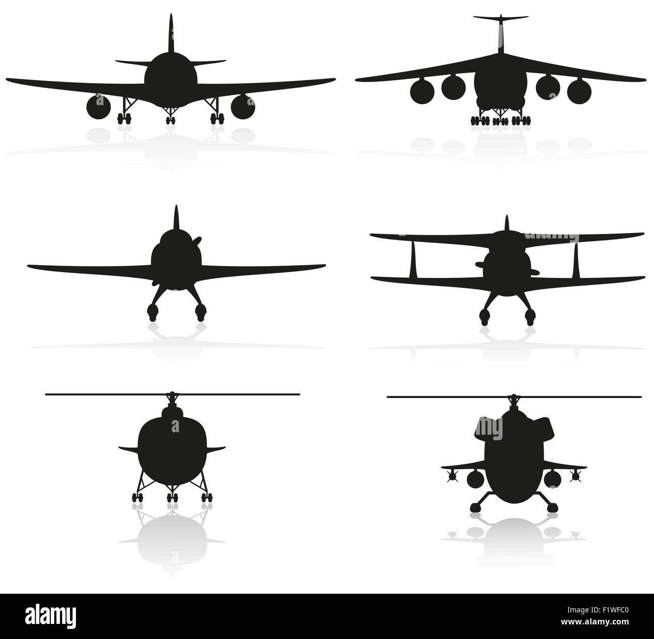 set icons airplane silhouette and helicopter vector illustration ...
