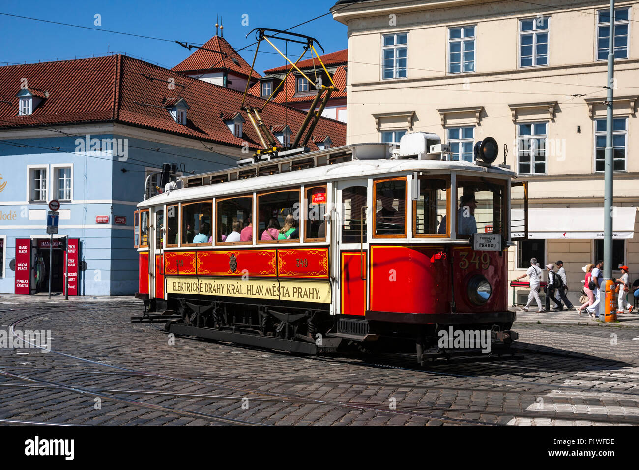 Prague red trams hi-res stock photography and images - Alamy