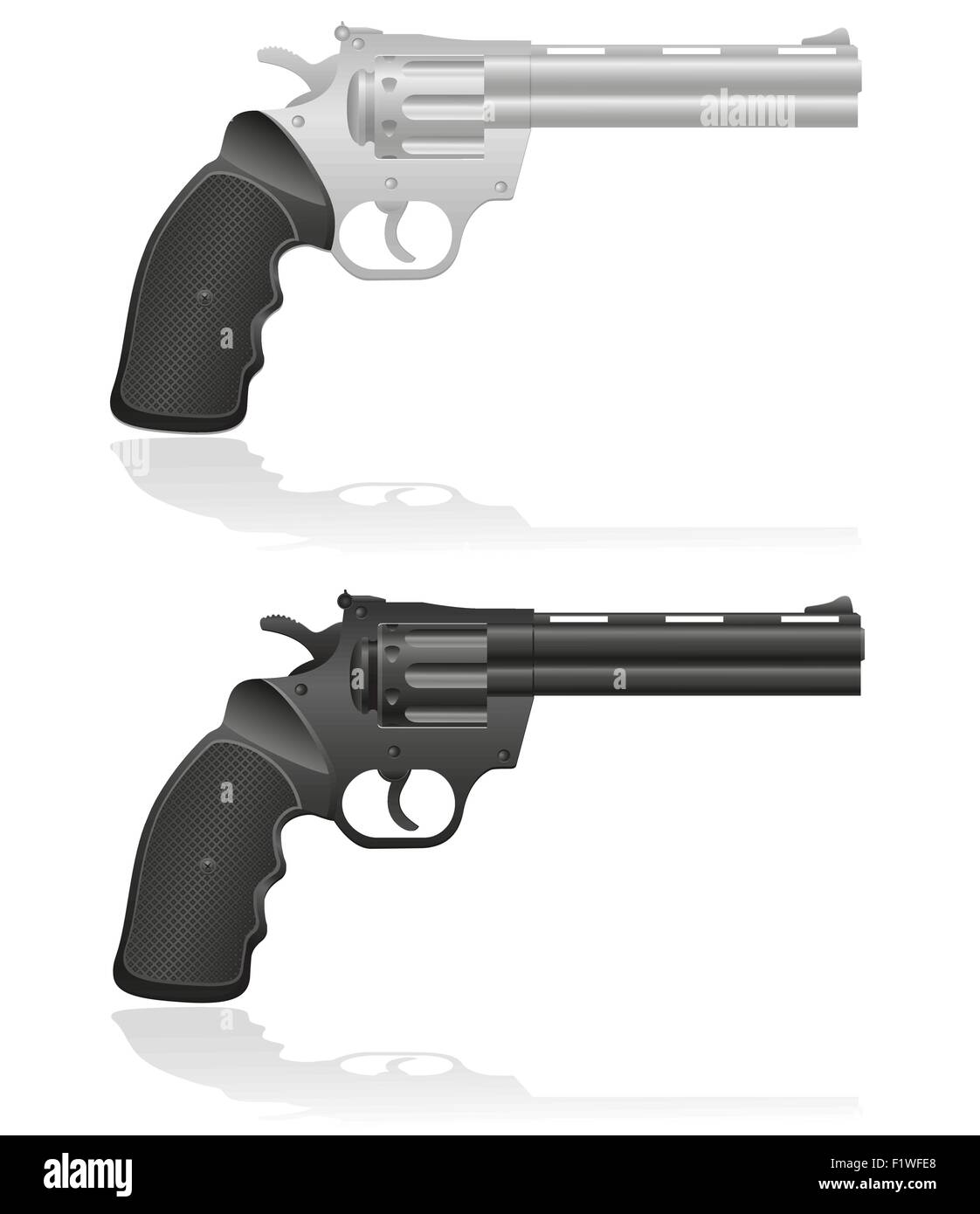 silver and black revolvers vector illustration isolated on white ...