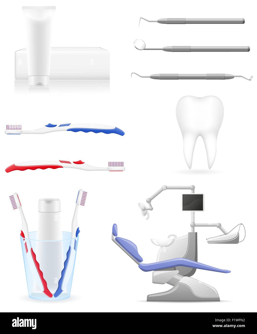 set dental icons vector illustration isolated on white background Stock ...