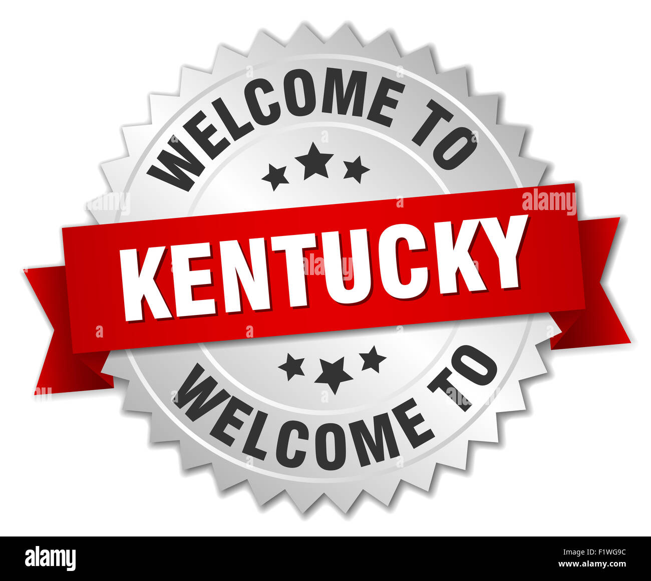Kentucky 3d silver badge with red ribbon Stock Photo - Alamy