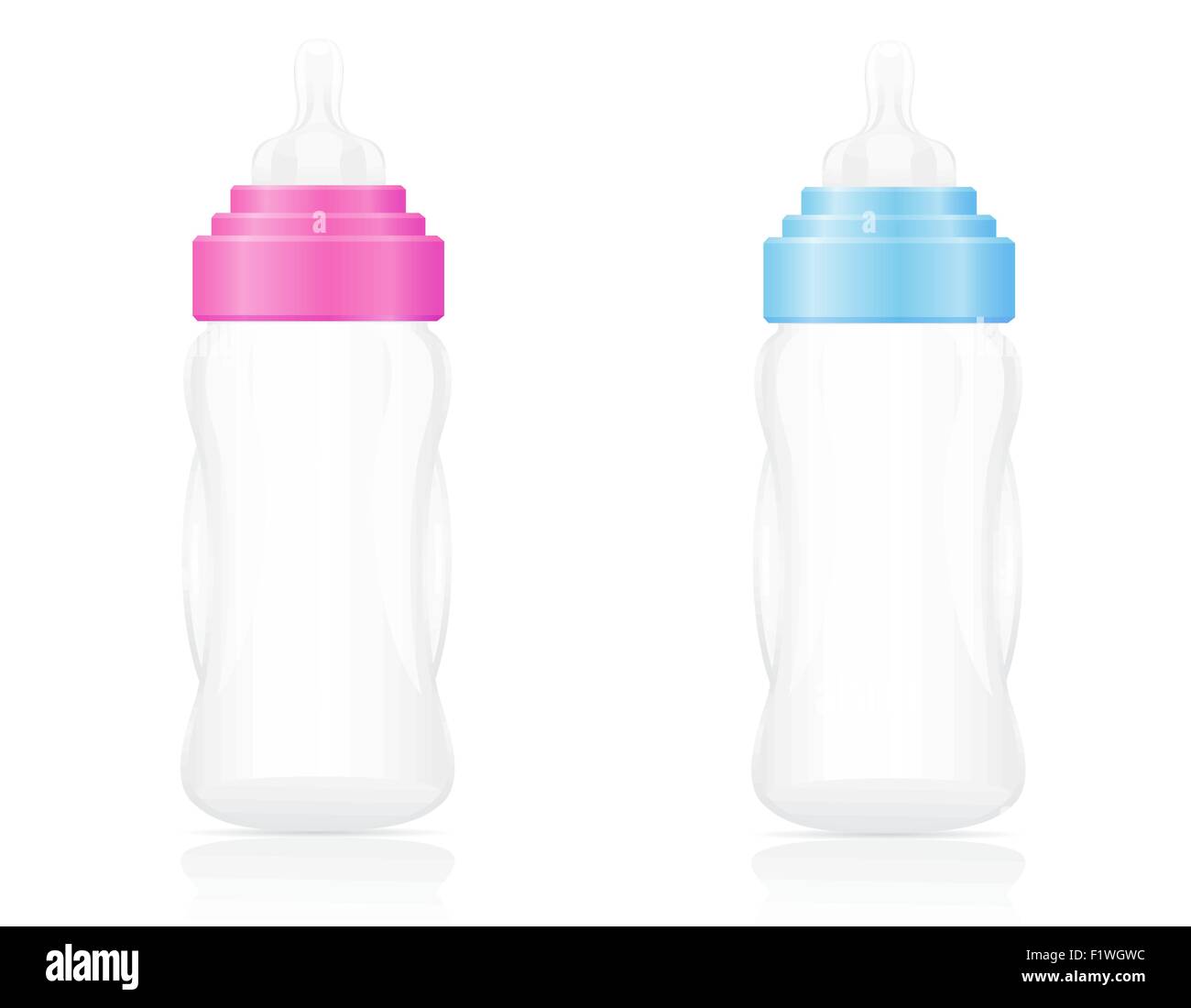 baby bottle pink and blue vector illustration isolated on white ...