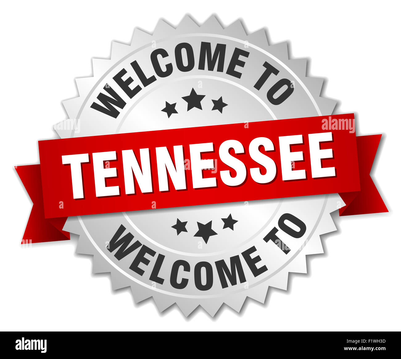 Tennessee 3d silver badge with red ribbon Stock Photo - Alamy