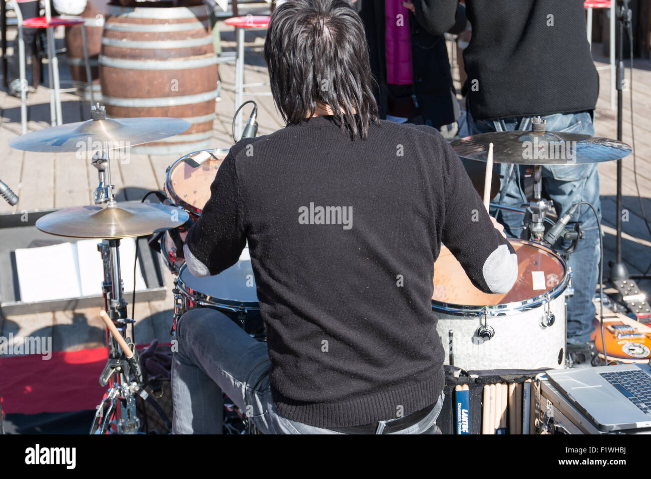 Black hair drummer during outdoor concert hi-res stock photography and ...
