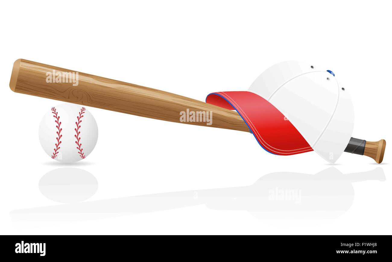 baseball ball cap and bit vector illustration isolated on white ...