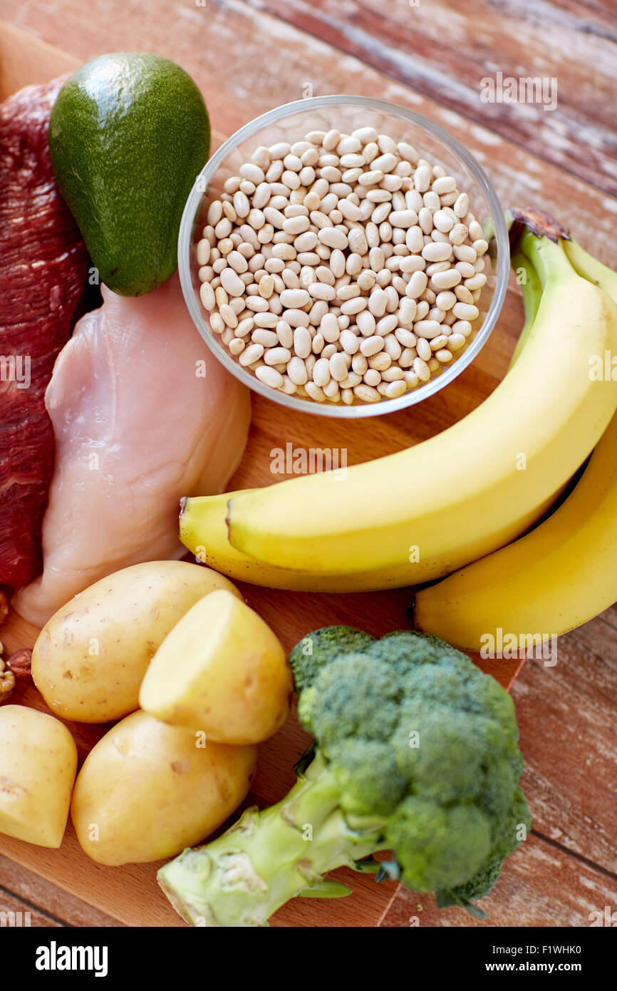 close up of different food items on table Stock Photo - Alamy