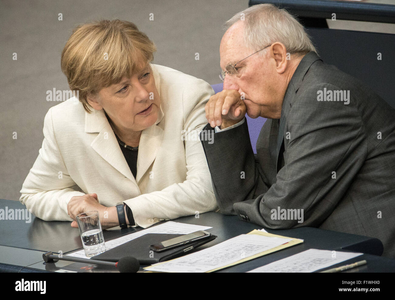 Berlin, Germany. 08th Sep, 2015. German Chancellor Angela Merkel (L ...
