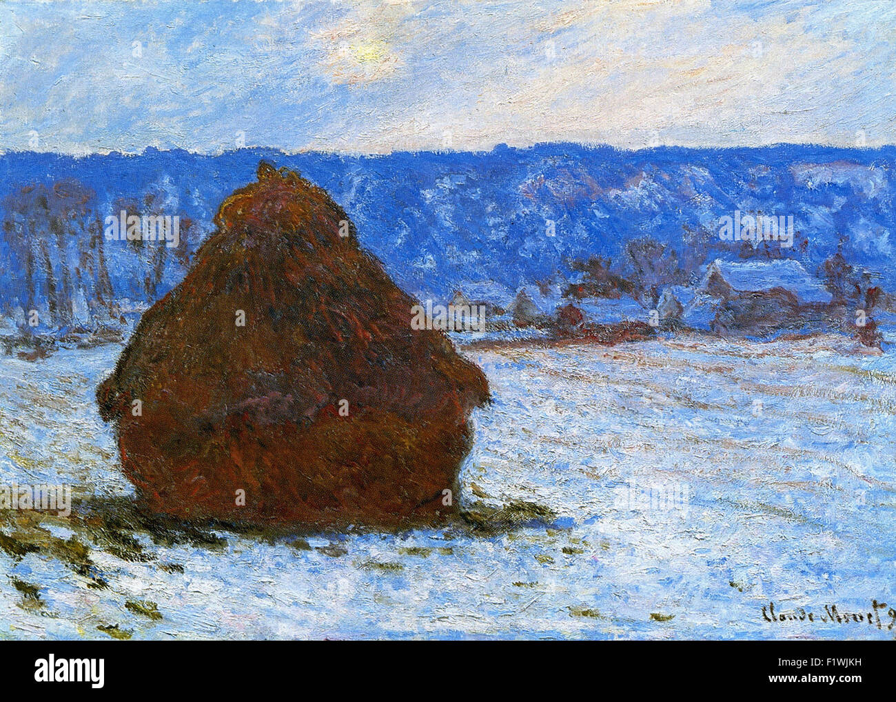Claude Monet - Stack of Wheat (Snow Effect, Overcast Day Stock Photo ...