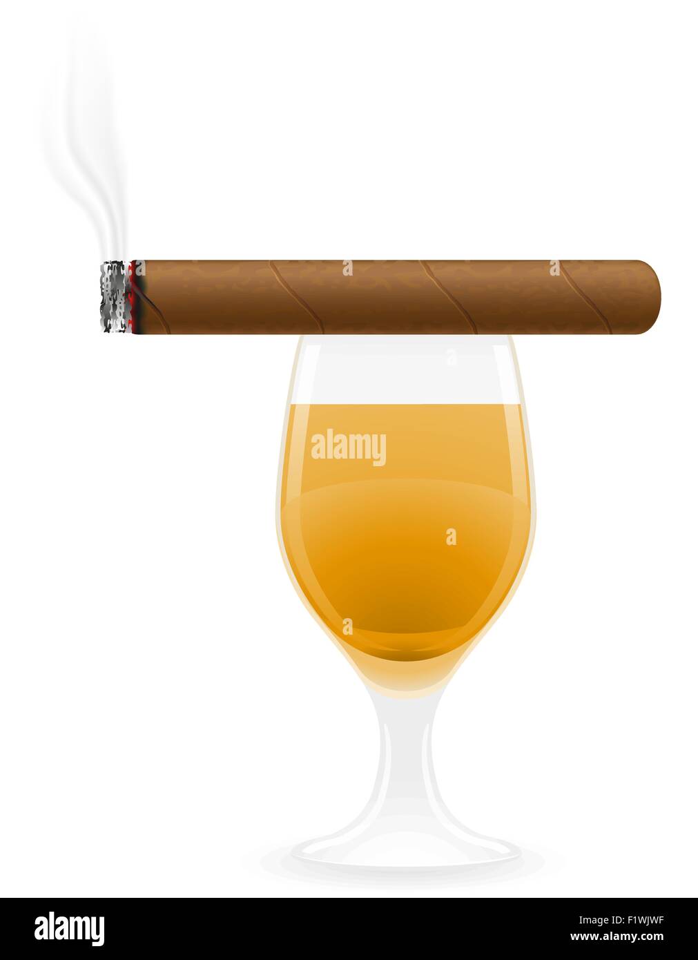 cigar and alcoholic drinks vector illustration isolated on white ...