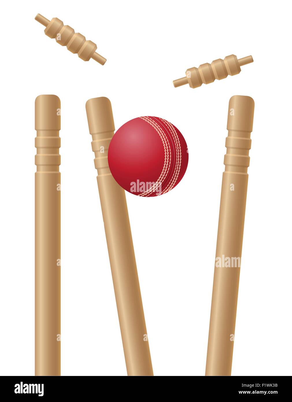 cricet wickets and ball vector illustration isolated on white ...