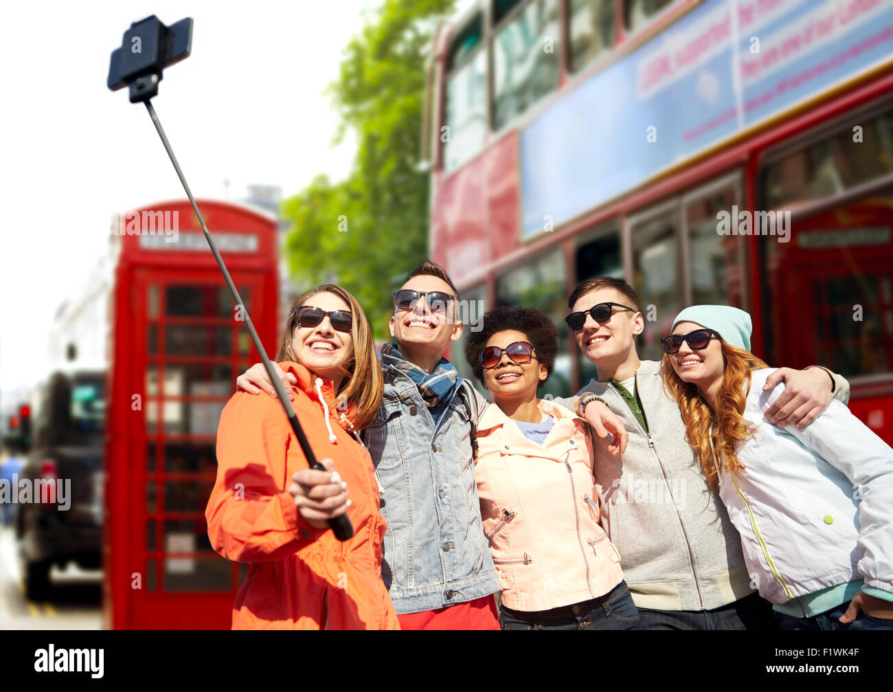 friends taking selfie with smartphone in london Stock Photo - Alamy