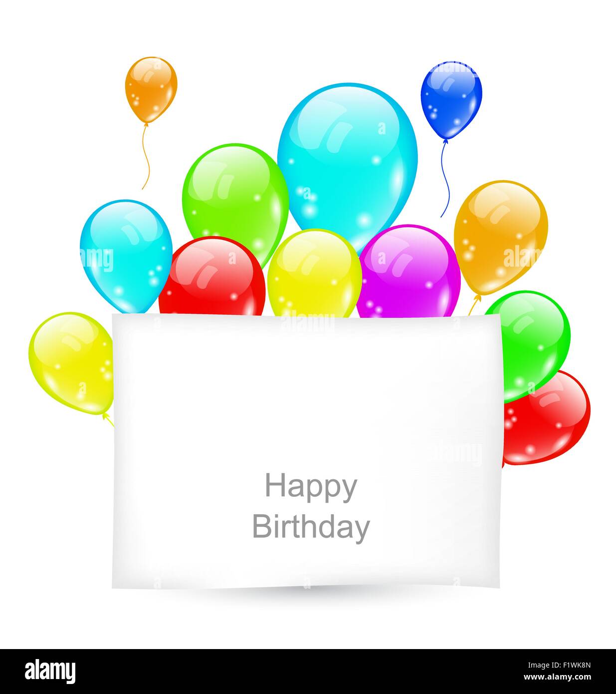 Greeting Card with Colorful Balloons for Happy Birthday Stock Vector ...