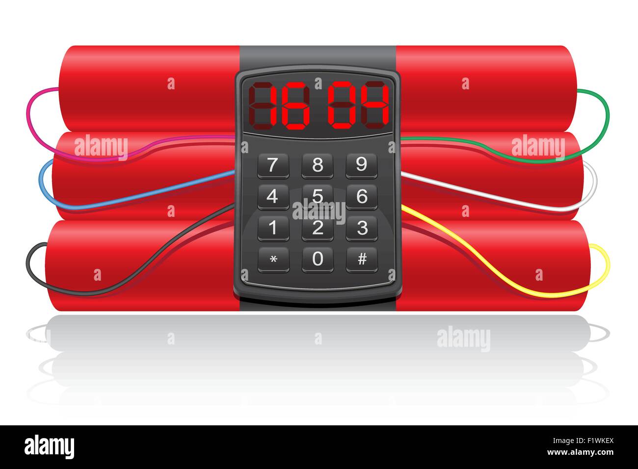 explosive dynamite and clockwork vector illustration isolated on white ...