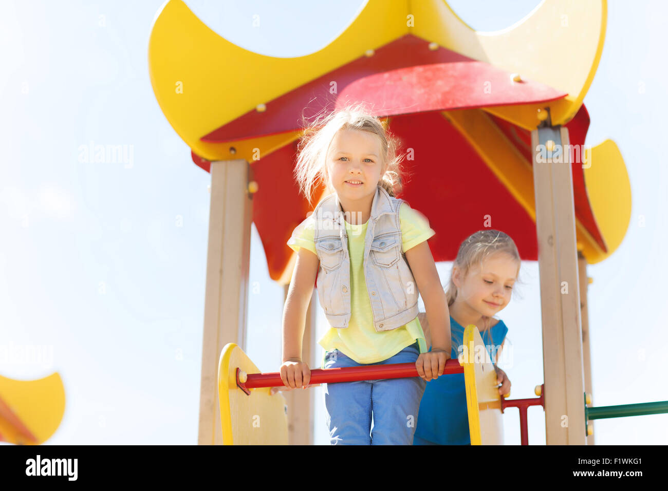 happy kids on children playground Stock Photo - Alamy