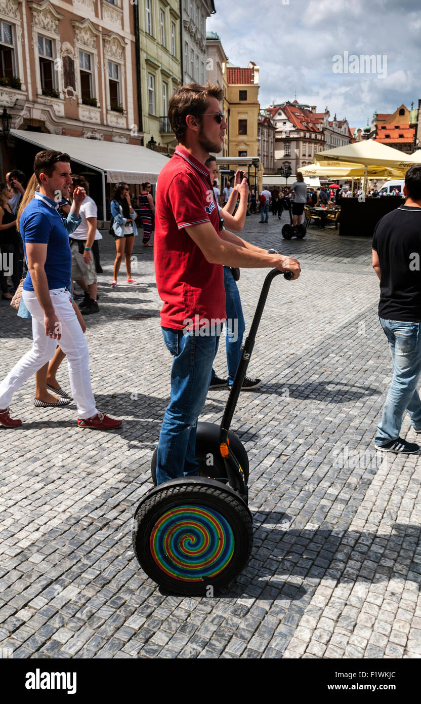 Man riding a Segway in the Old Town Square, Prague, Czech Republic ...