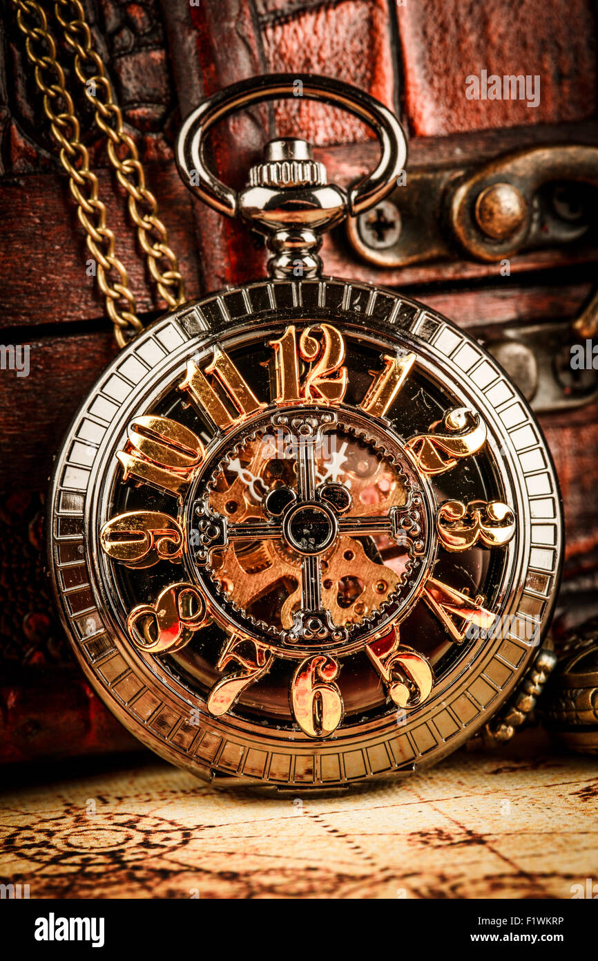 Vintage Antique pocket watch. Vintage grunge still life Stock Photo - Alamy