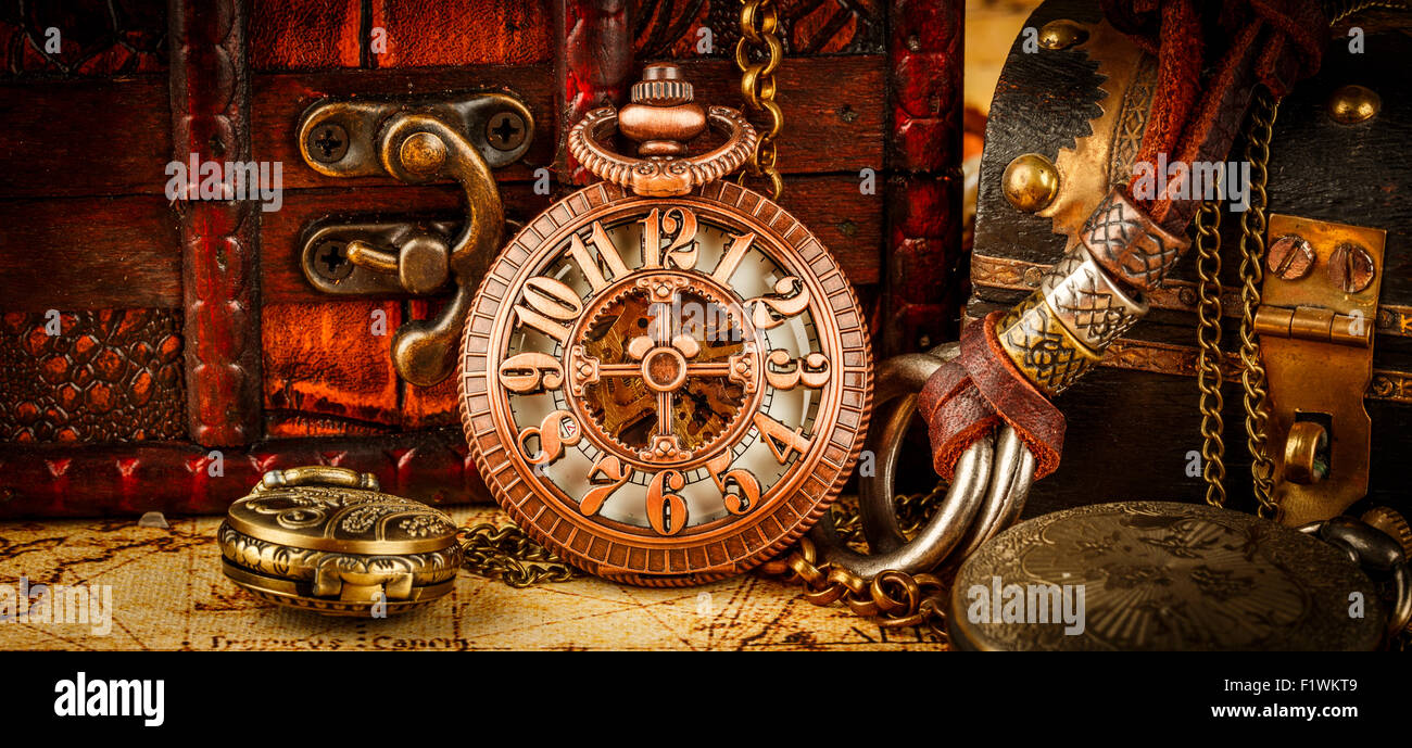 Vintage Antique pocket watch. Vintage grunge still life Stock Photo - Alamy