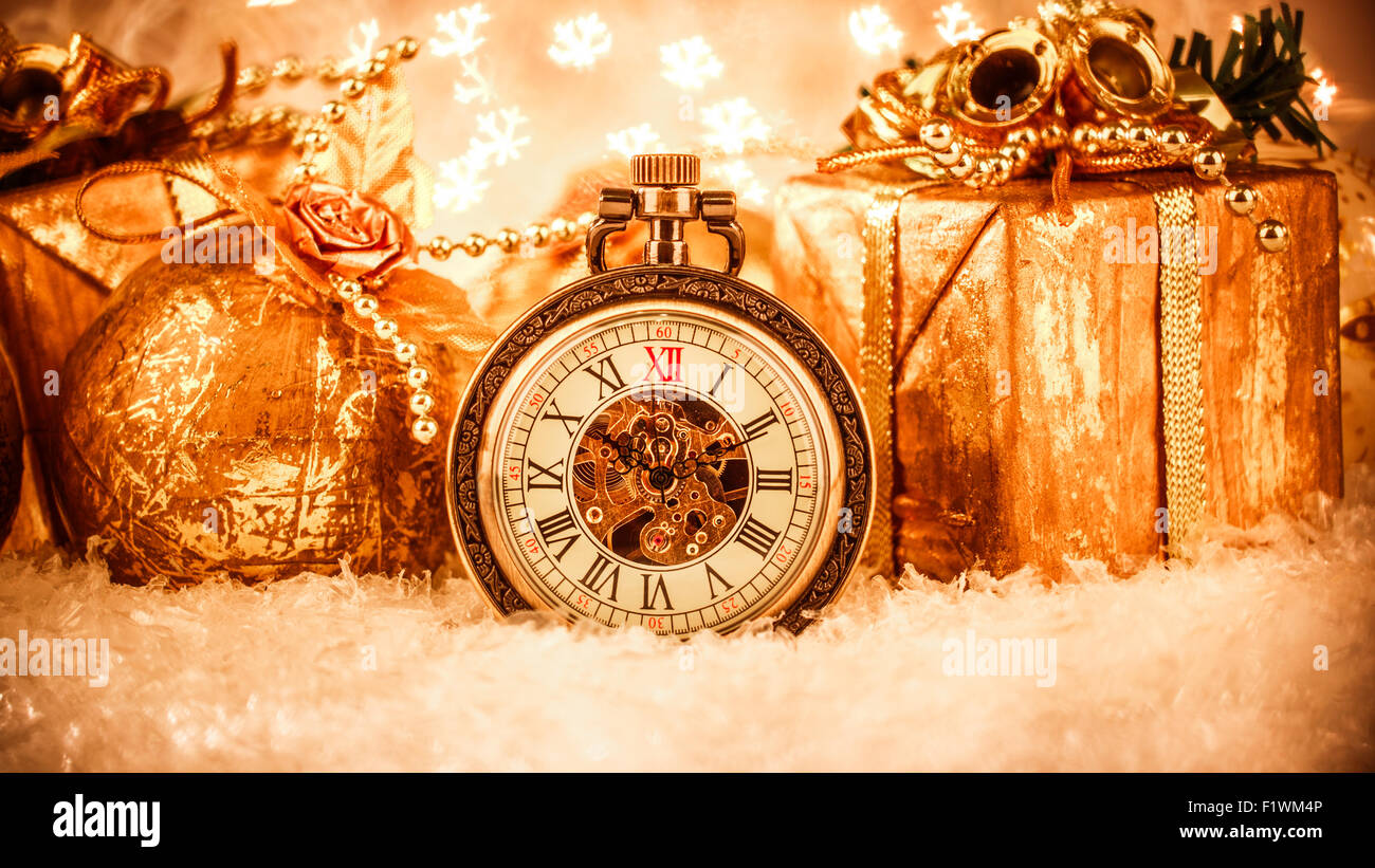 Christmas pocket watch still life Stock Photo - Alamy