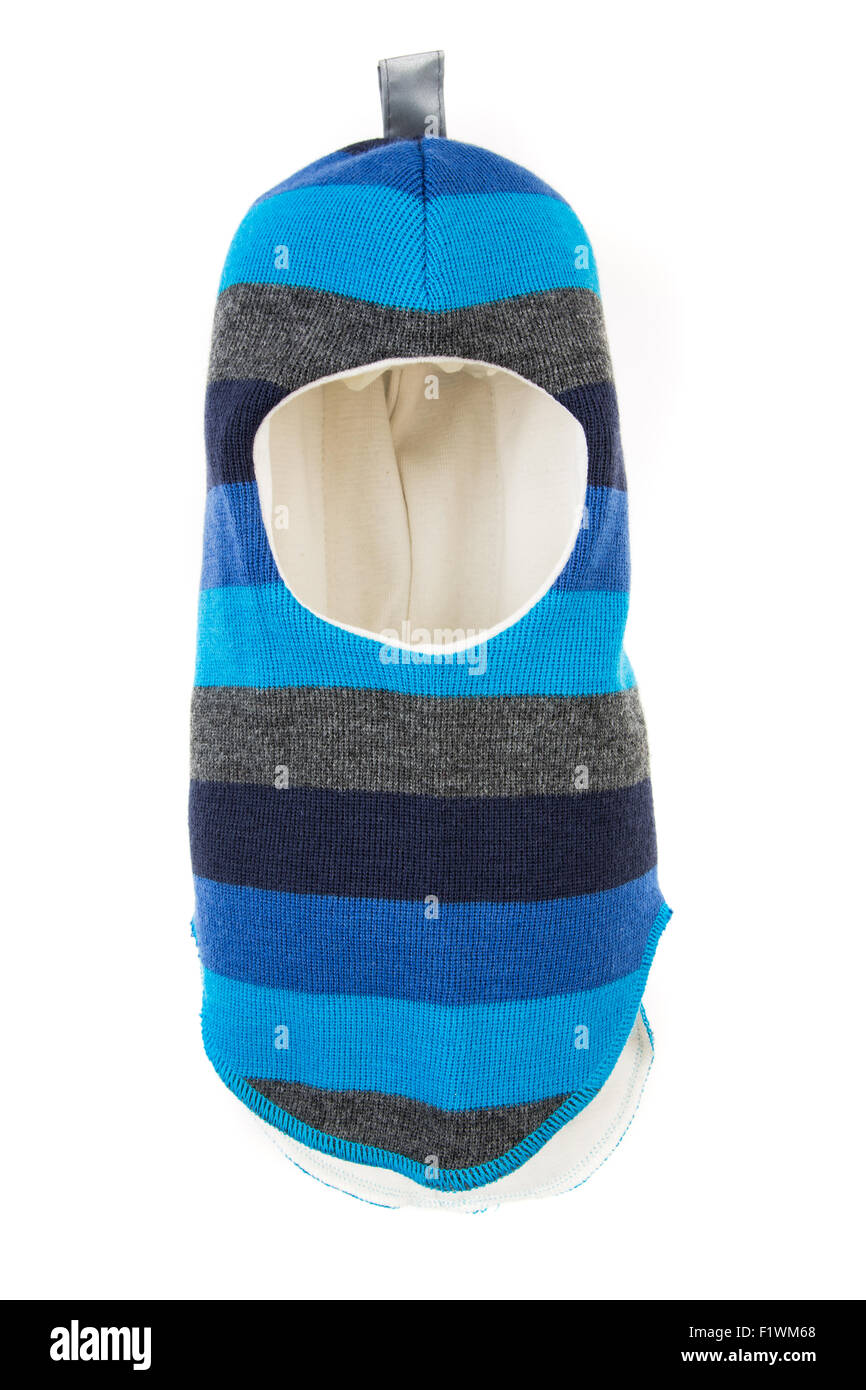 Child One Hole Ski Mask, winter hat helmet isolated on a white ...