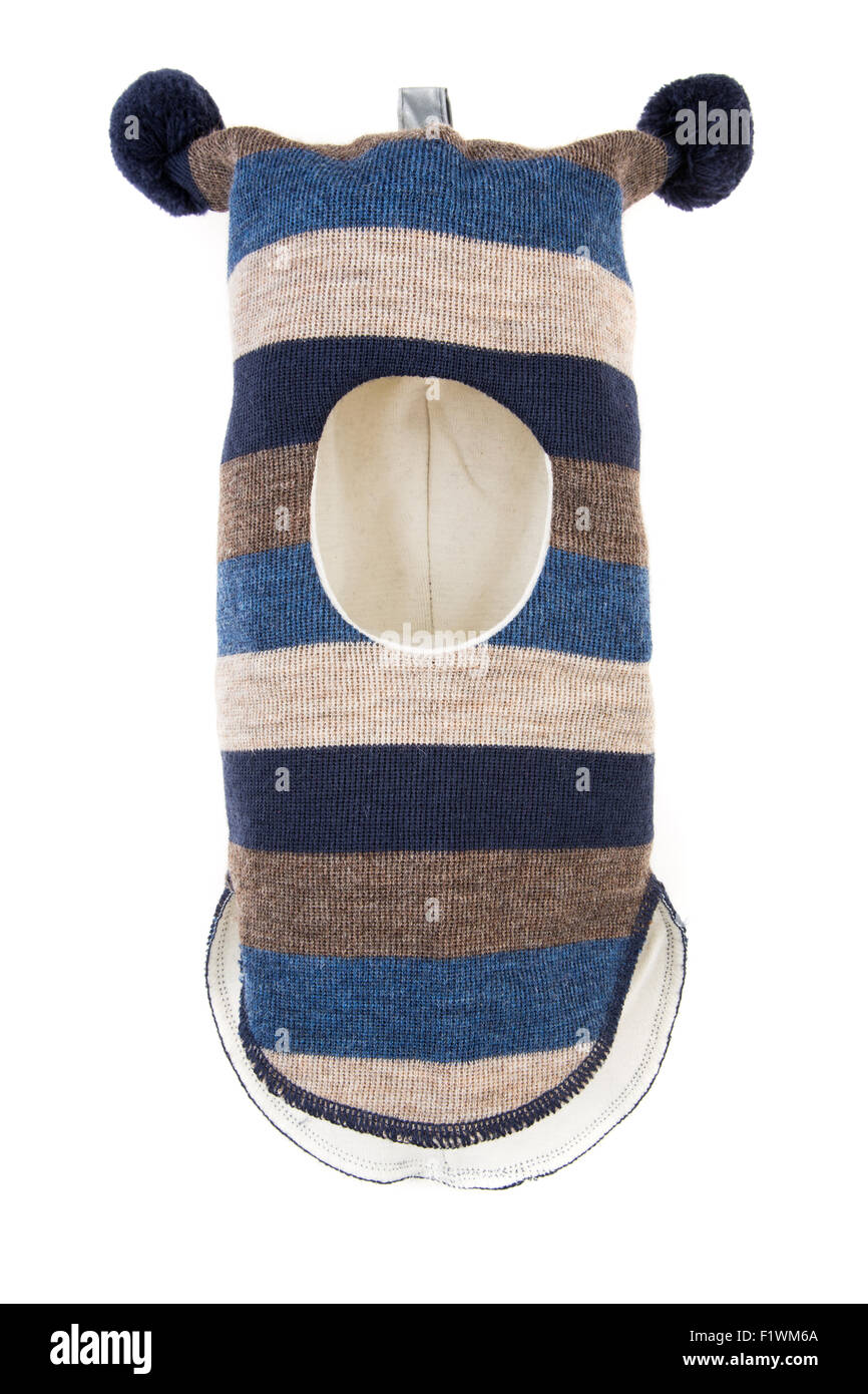 Child One Hole Ski Mask, winter hat helmet isolated on a white ...