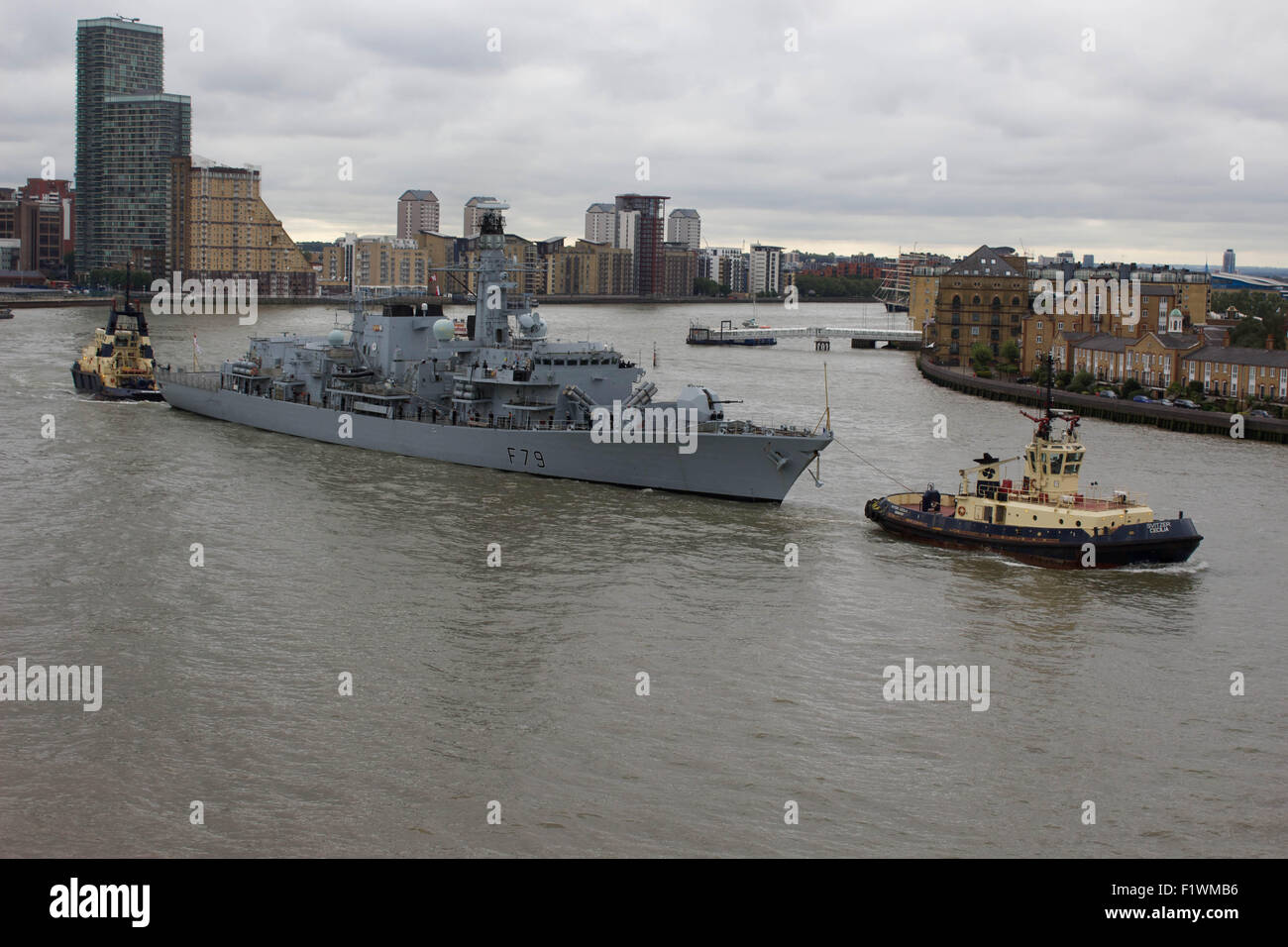 London, UK. 8th September, 2015. Type 23 Frigate HMS Portland 'F79' and ...