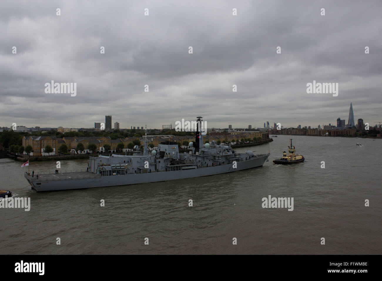 London, UK. 8th September, 2015. Type 23 Frigate HMS Portland 'F79' and ...