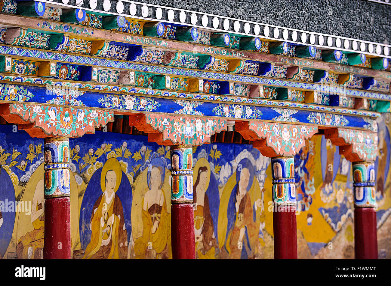 India Jammu Kashmir Ladakh Courtyard of Thiksay Monastery Stock Photo ...