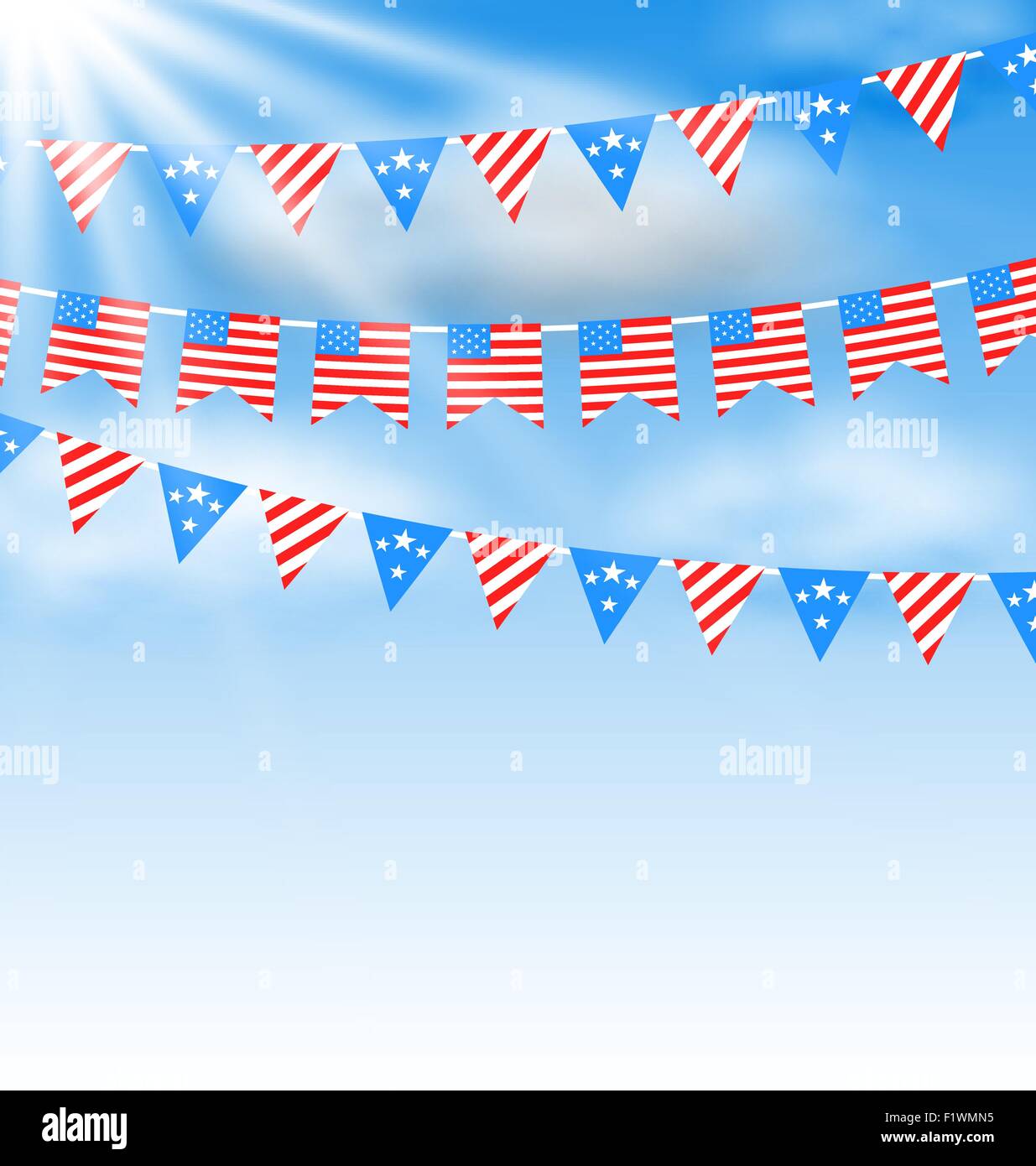 Bunting Garlands in Traditional American Colors Stock Vector Image ...