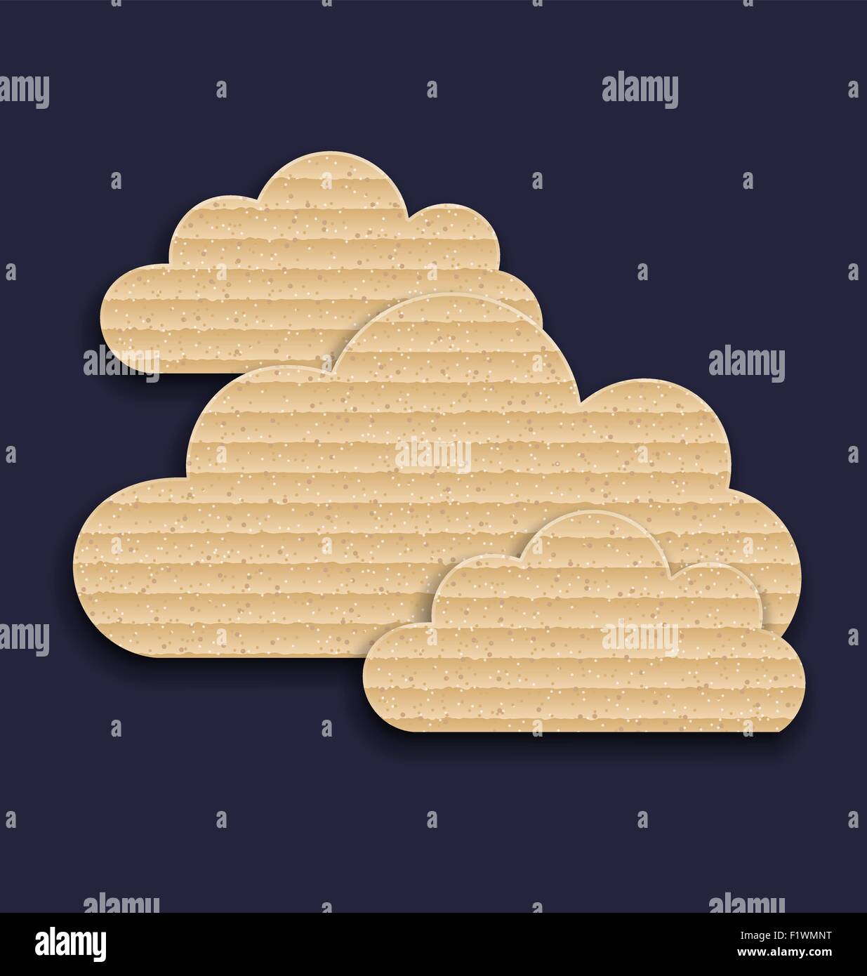 Carton paper clouds isolated on dark background Stock Vector Image ...