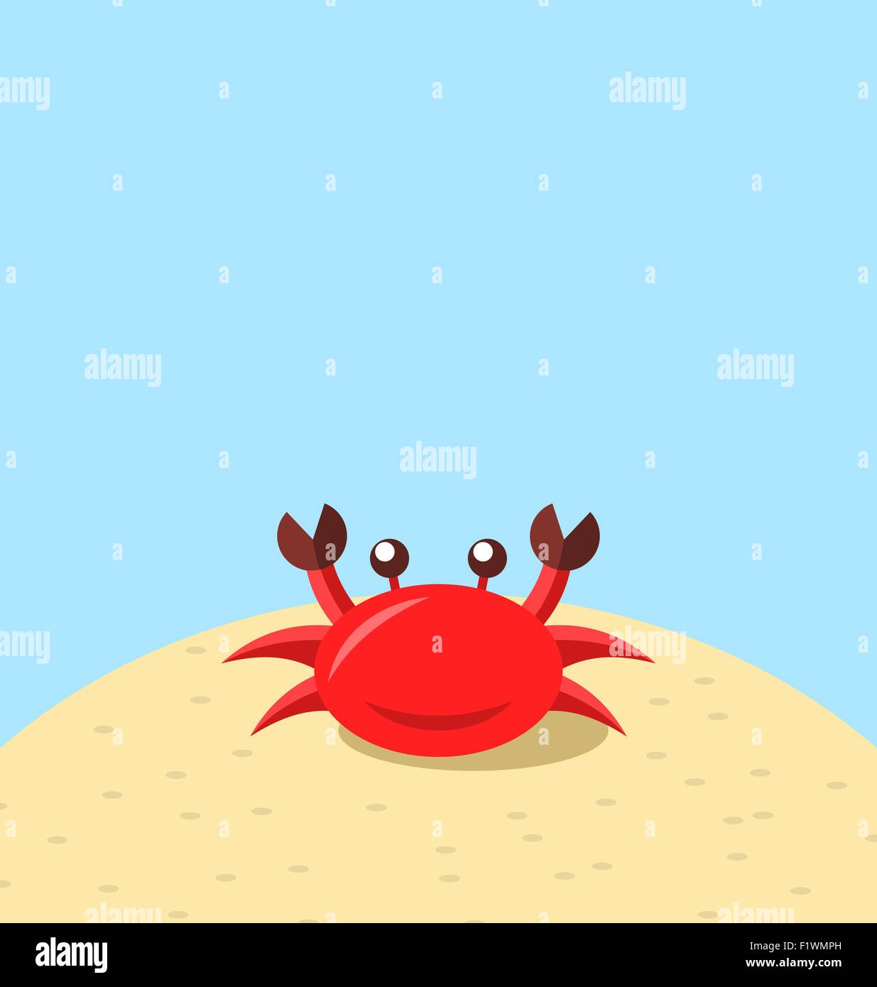 Cartoon cheerful crab at the beach, natural seascape Stock Vector Image ...