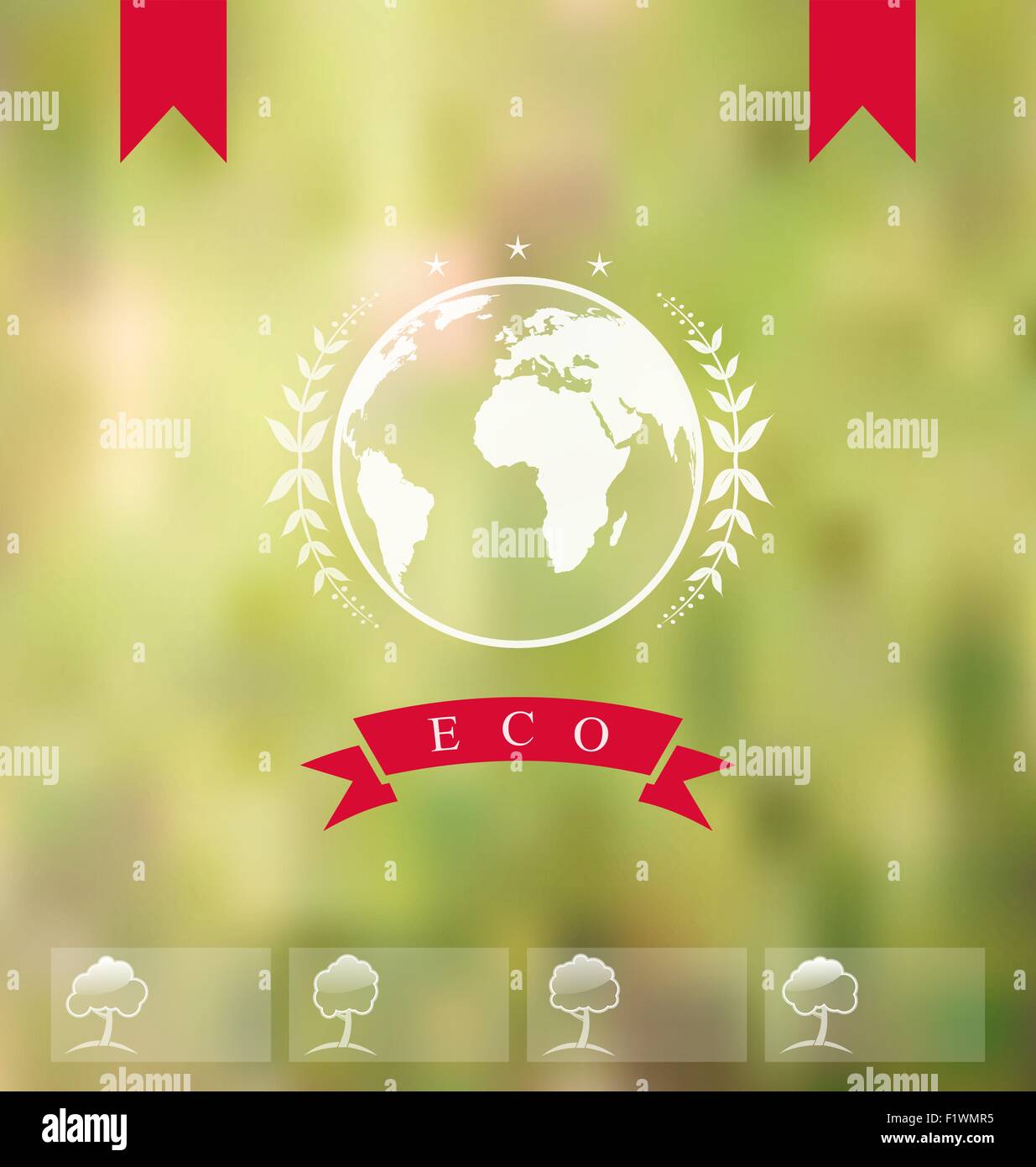 Blurred background with eco badge, ecology label Stock Vector Image ...