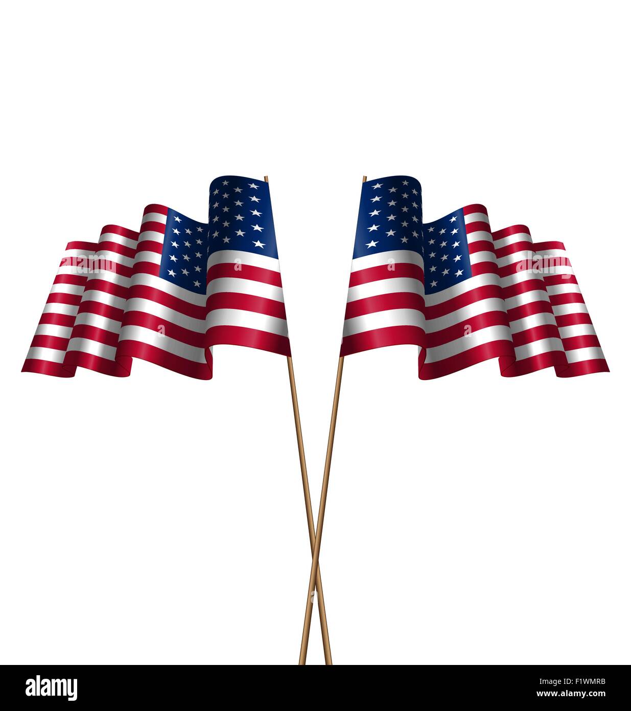 Two Flags USA Waving Wind Stock Vector Image & Art - Alamy