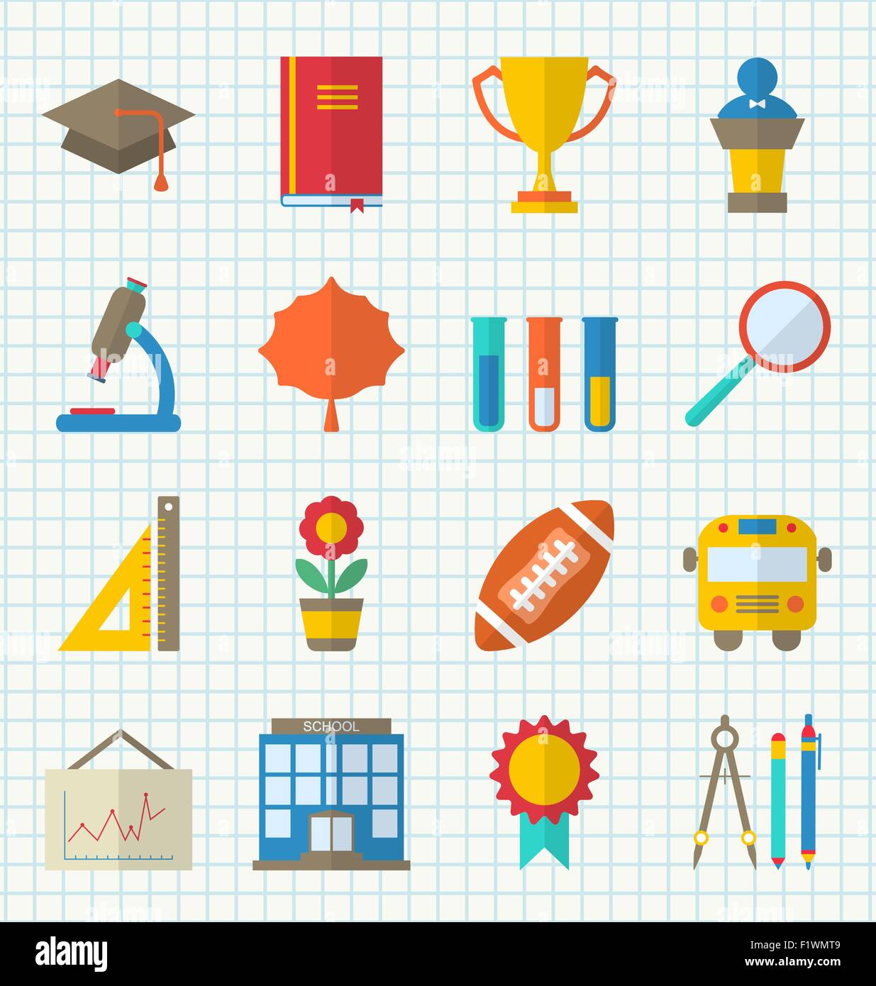 School Colorful Icons Stock Vector Image & Art - Alamy