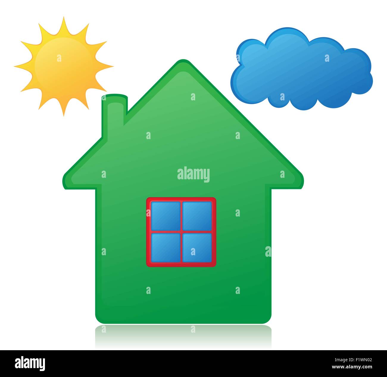 house sun and cloud concept vector illustration isolated on white ...