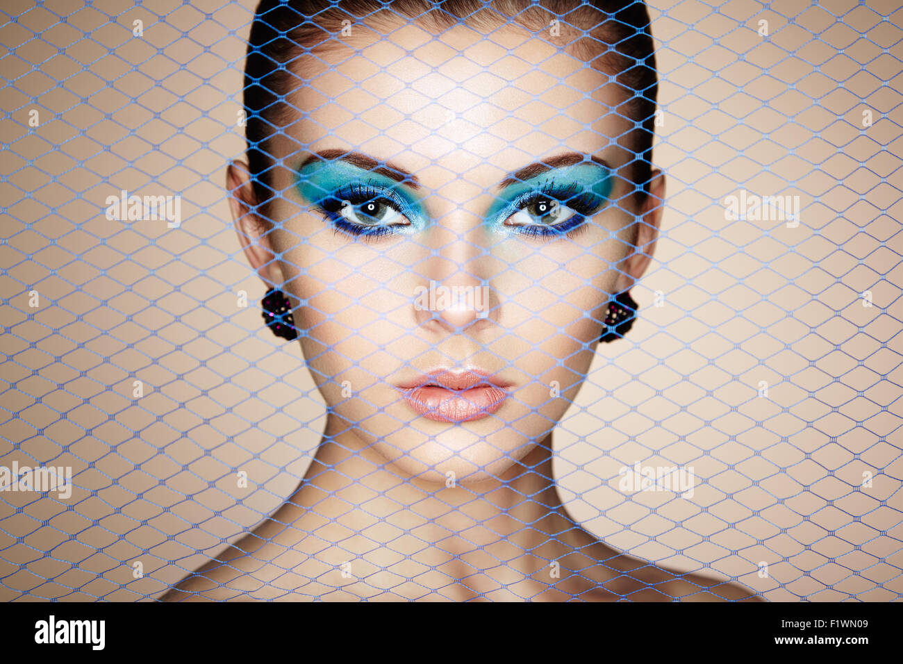 Portrait of young beautiful woman close up. Perfect makeup. Perfect ...