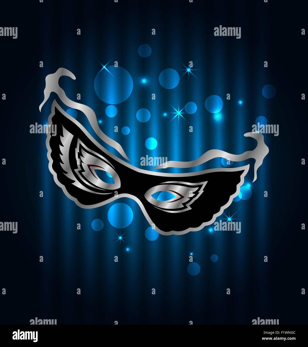 Carnival ornate mask on blue glowing background Stock Vector Image ...