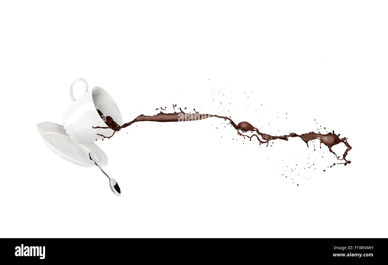 falling cup of coffee. 3d concept Stock Photo - Alamy