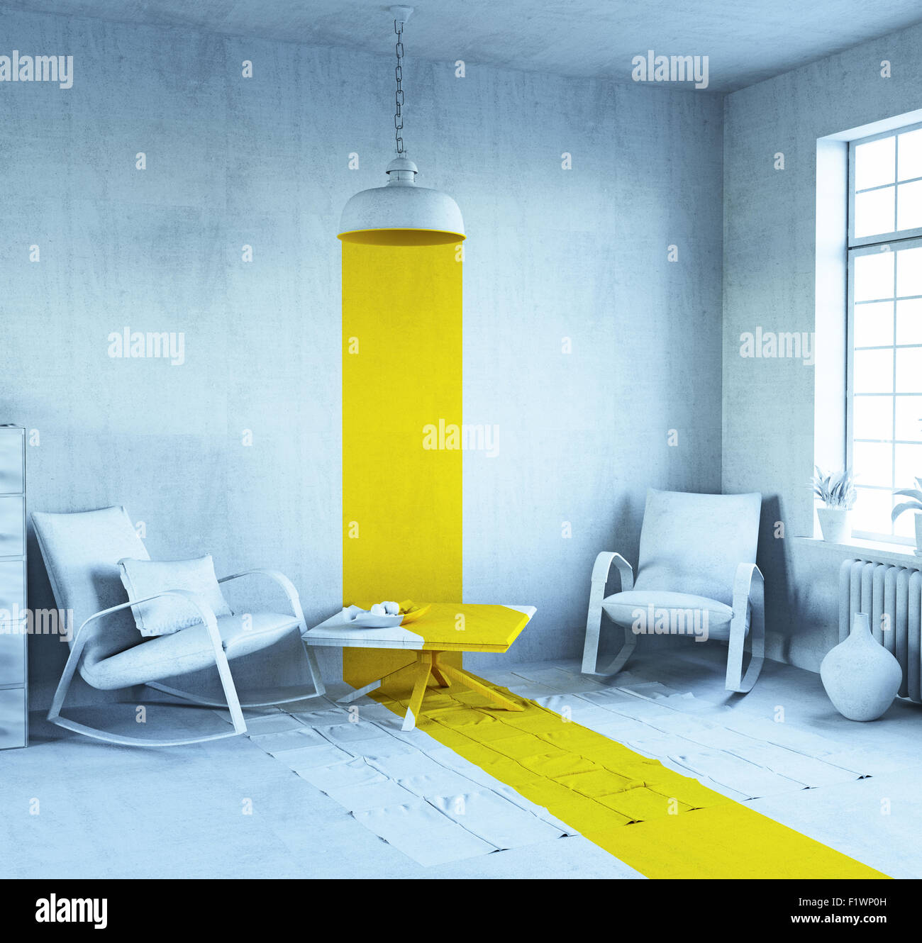 concept art - style interior. 3d rendering Stock Photo - Alamy