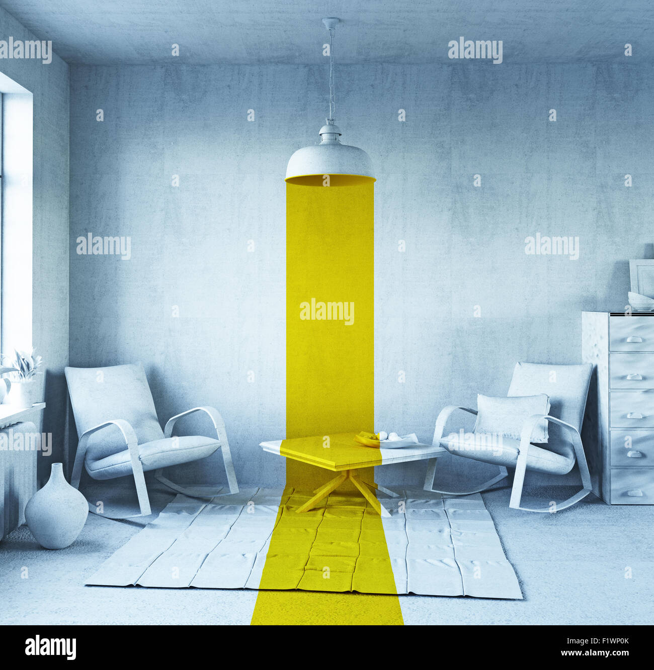concept art - style interior. 3d rendering Stock Photo - Alamy