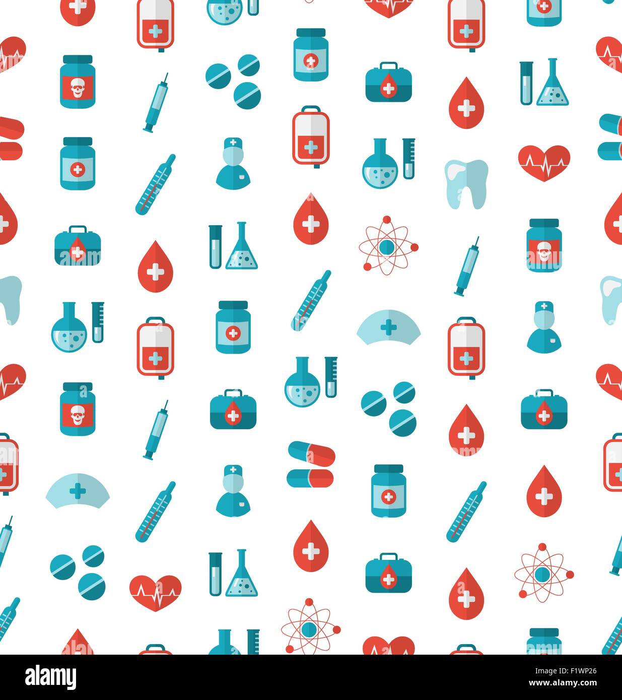 Seamless Texture with Flat Medical Icons, Endless Backdrop Stock Vector ...