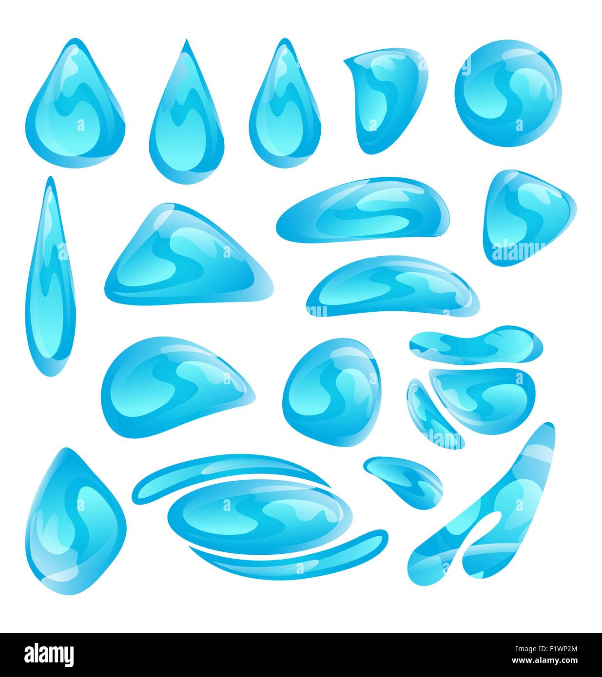 Set different water drops isolated on white background Stock Vector ...