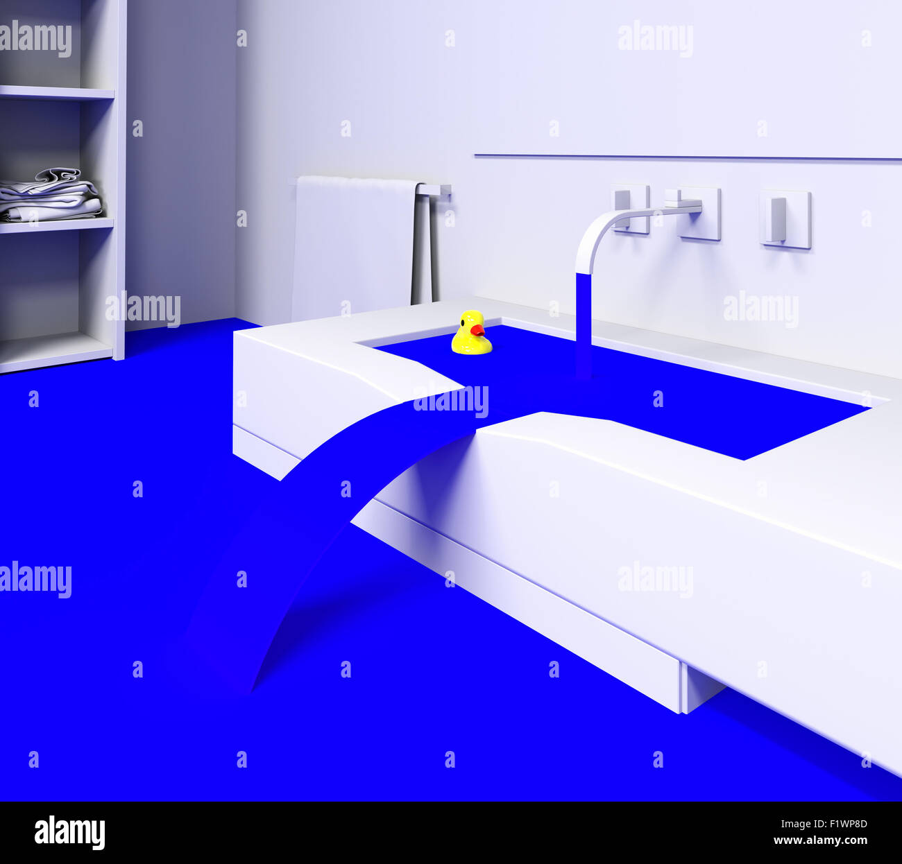 rubber duck in the flooded sink (3d concept Stock Photo - Alamy