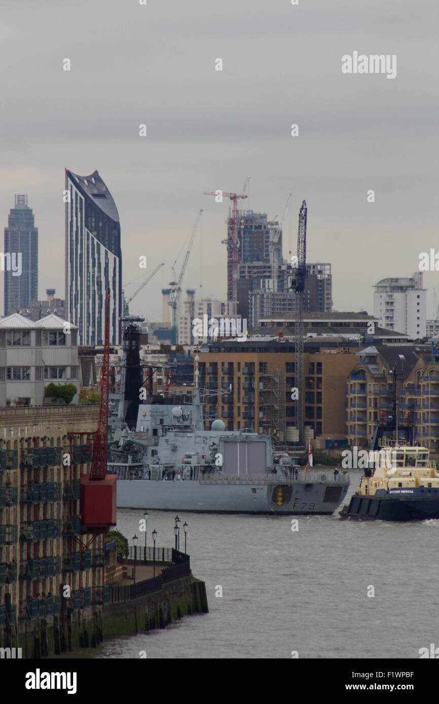 London, UK. 8th September, 2015. Type 23 Frigate HMS Portland 'F79' and ...