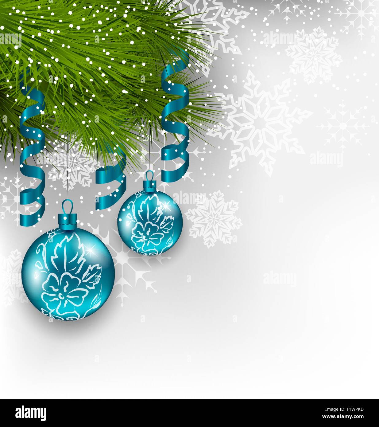 Christmas background with hanging glass balls and adornment Stock ...